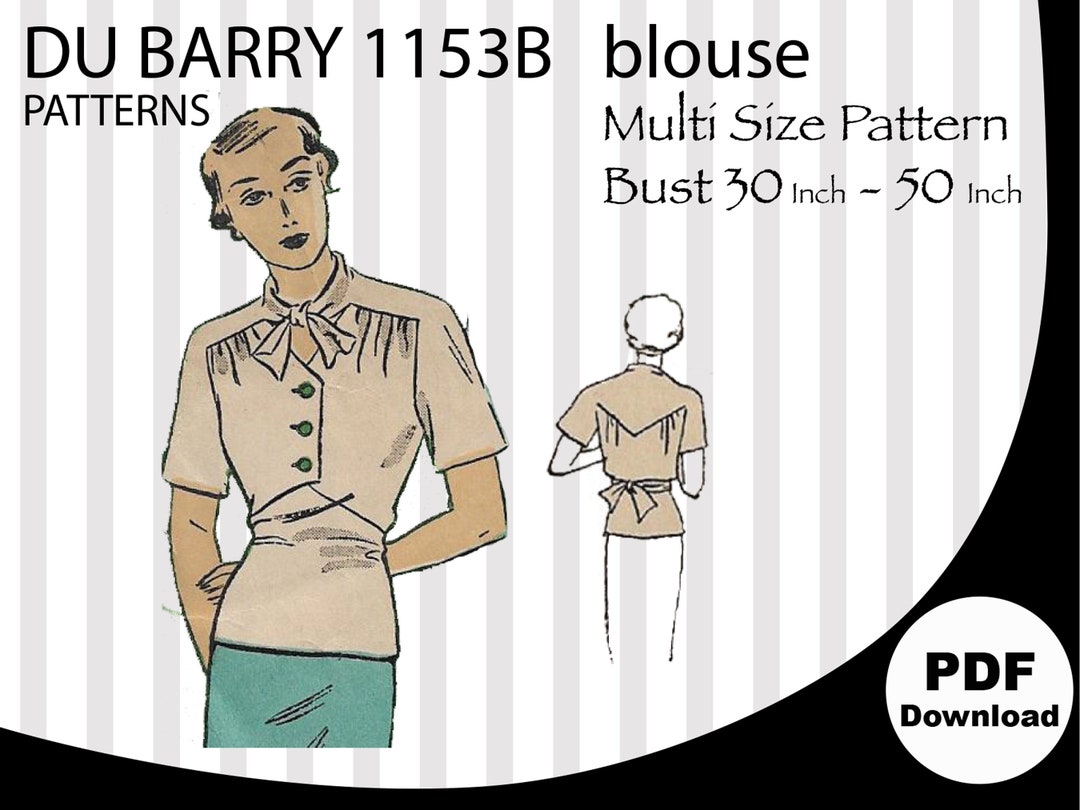 Multisize B30-B50, Du Barry Patterns 1153B, 1930s,blouse, Vintage ...
