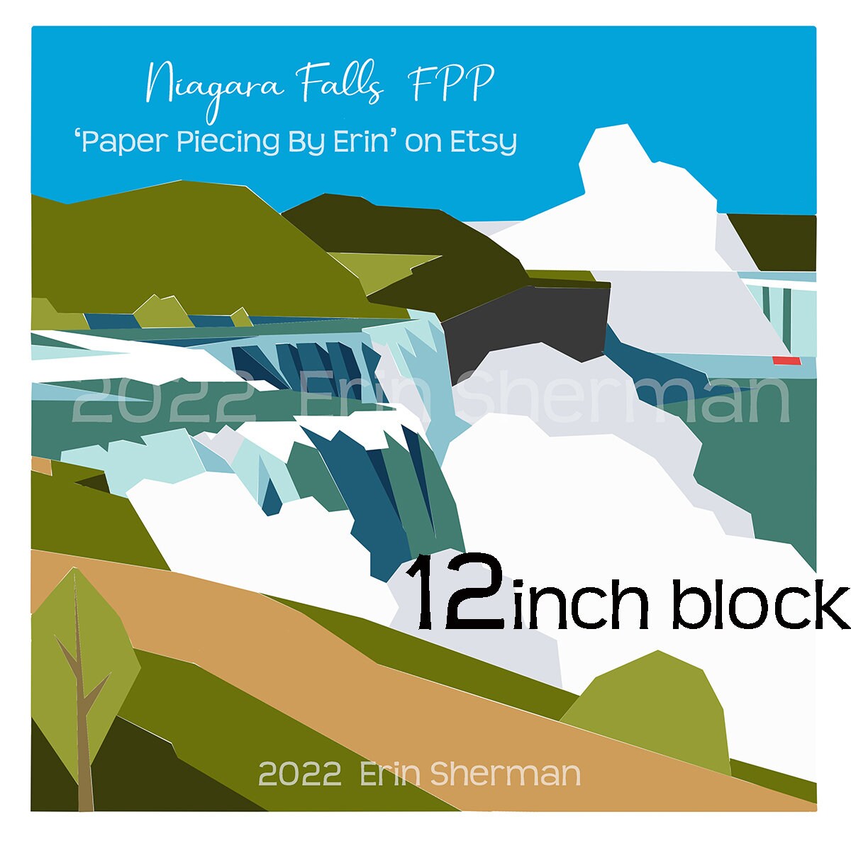 12inch Niagara Falls Paper Piecing Pattern Square Block FPP - Etsy