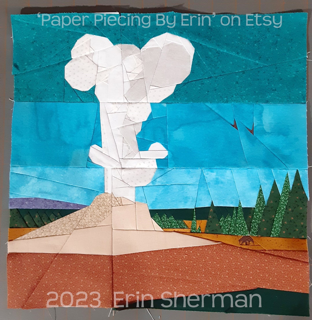 12" Yellowstone Paper Piecing Pattern Square Block National Park - Etsy