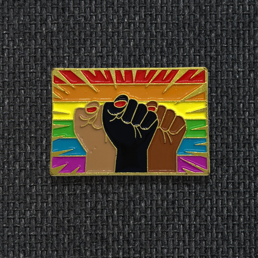 BIPOC Solidarity Fist LGBTQ Rainbow Flag Feminist Pin Badge - Etsy
