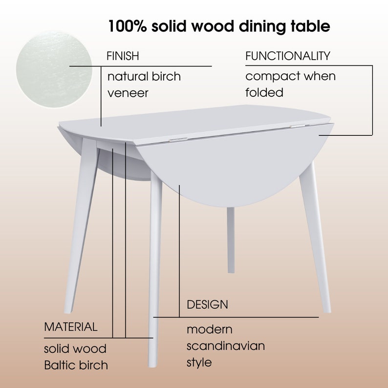 Orion Drop Leaf 40-inch Round Dining Table / True Scandinavian ...