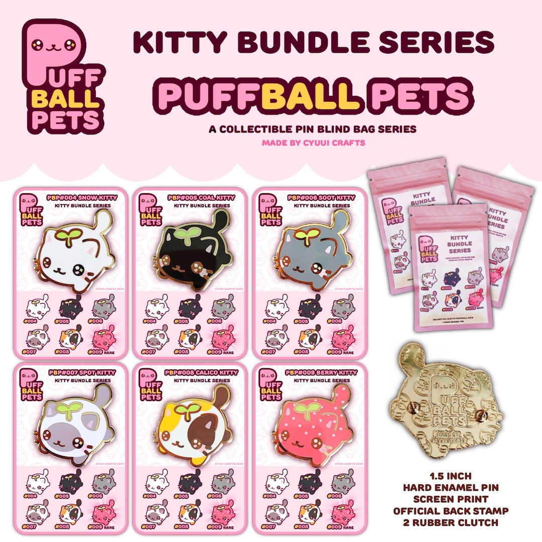 Puffballpets Kitty Blind Bag Enamel Pins - Etsy
