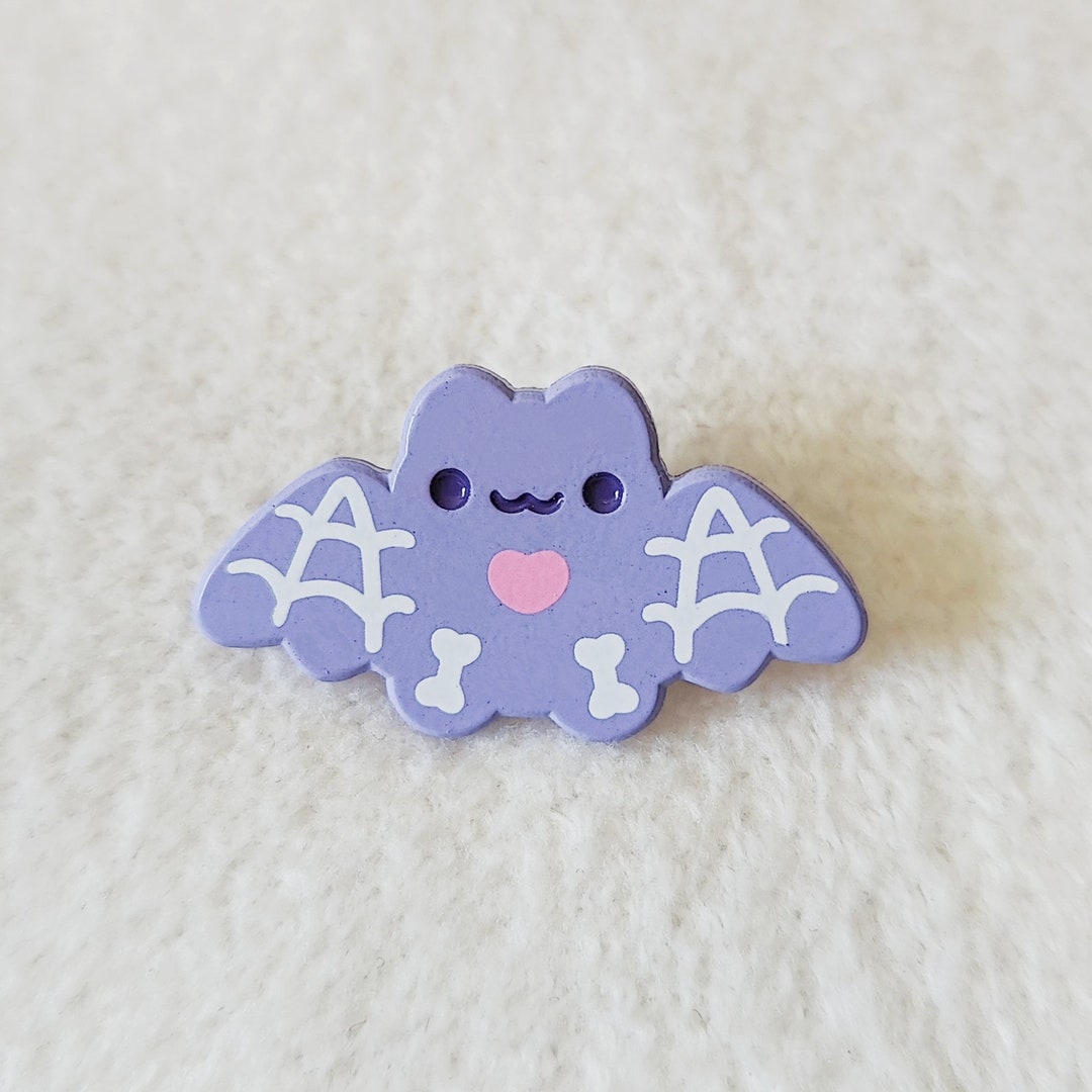Skelly Bat Dyed Enamel Pin - Etsy