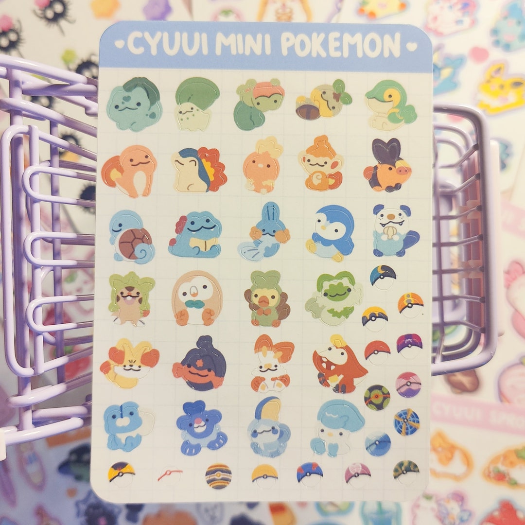 Tiny Pokemon Starters Sticker Sheet - Etsy