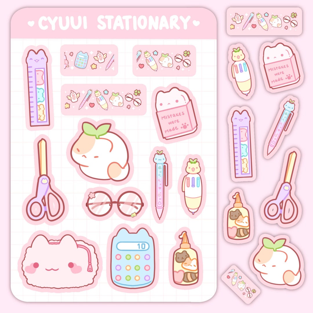 Cute Stationary Sticker Sheet - Etsy