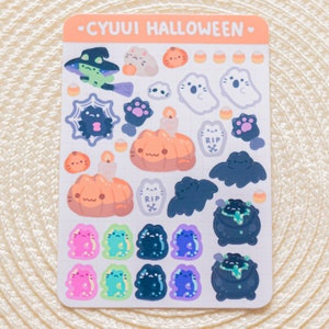 Cute Small Halloween Cat Sticker Sheet Toploader Deco - Etsy