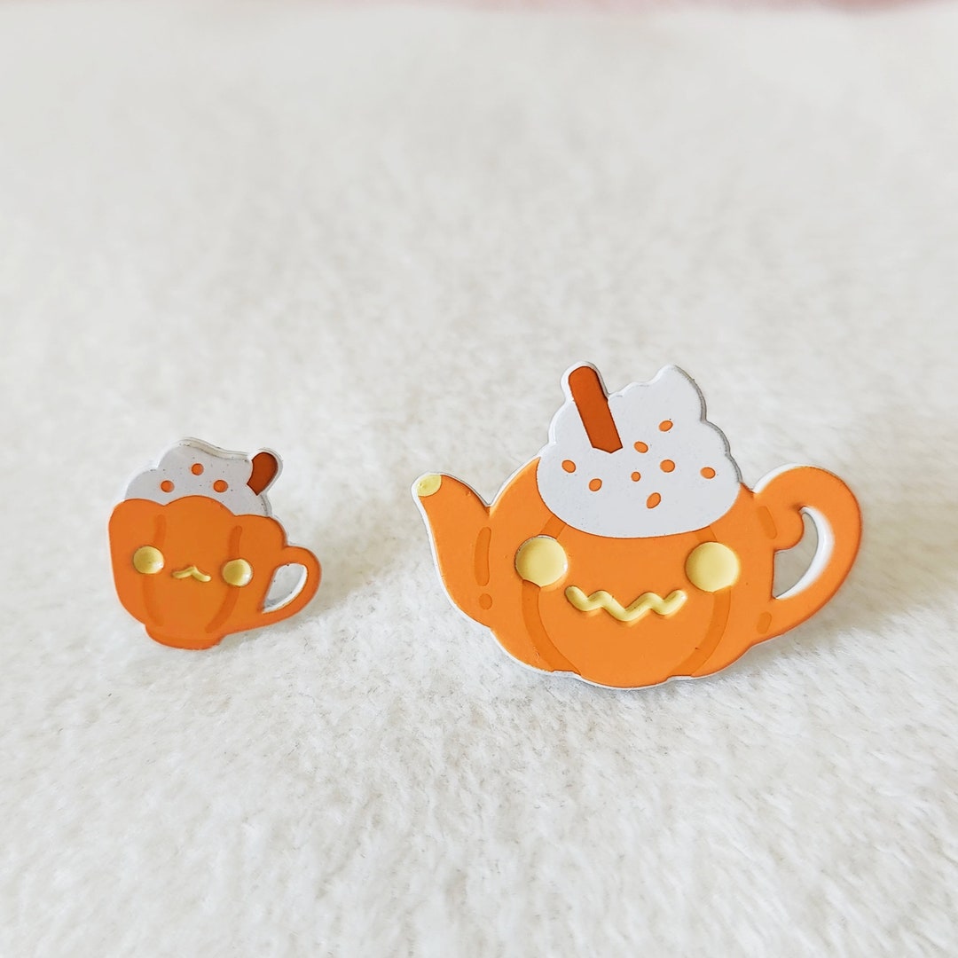 Pumpkin Tea Set Dyed Enamel Pin - Etsy