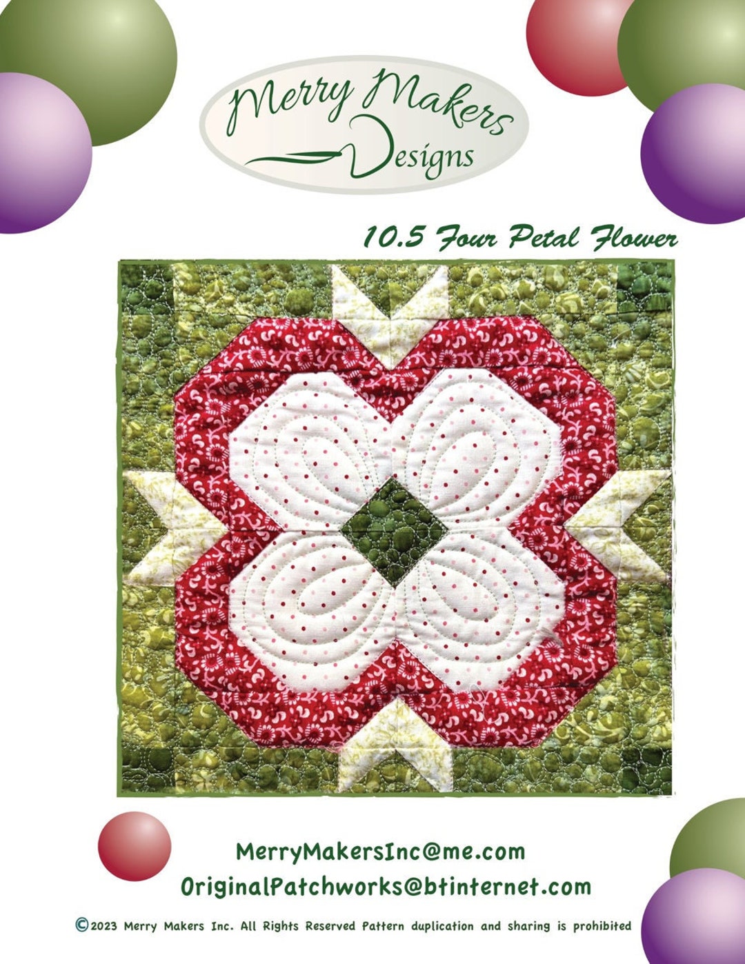 10.5 Inch Four Petal Flower Pattern Pdf - Etsy