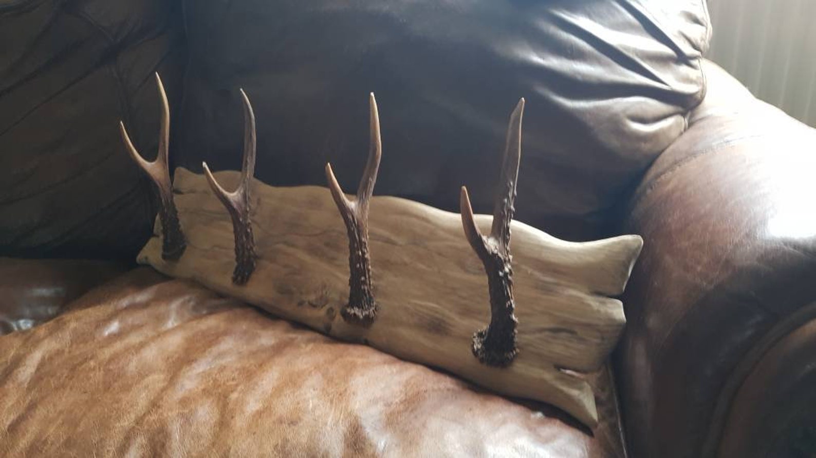 Coat Rack Solid Oak and Real Deer Antler .handmade Rustic . - Etsy