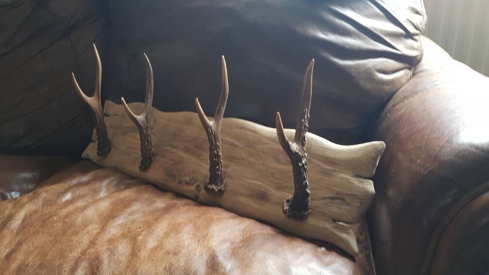 Coat Rack Solid Oak and Real Deer Antler .handmade Rustic . - Etsy UK