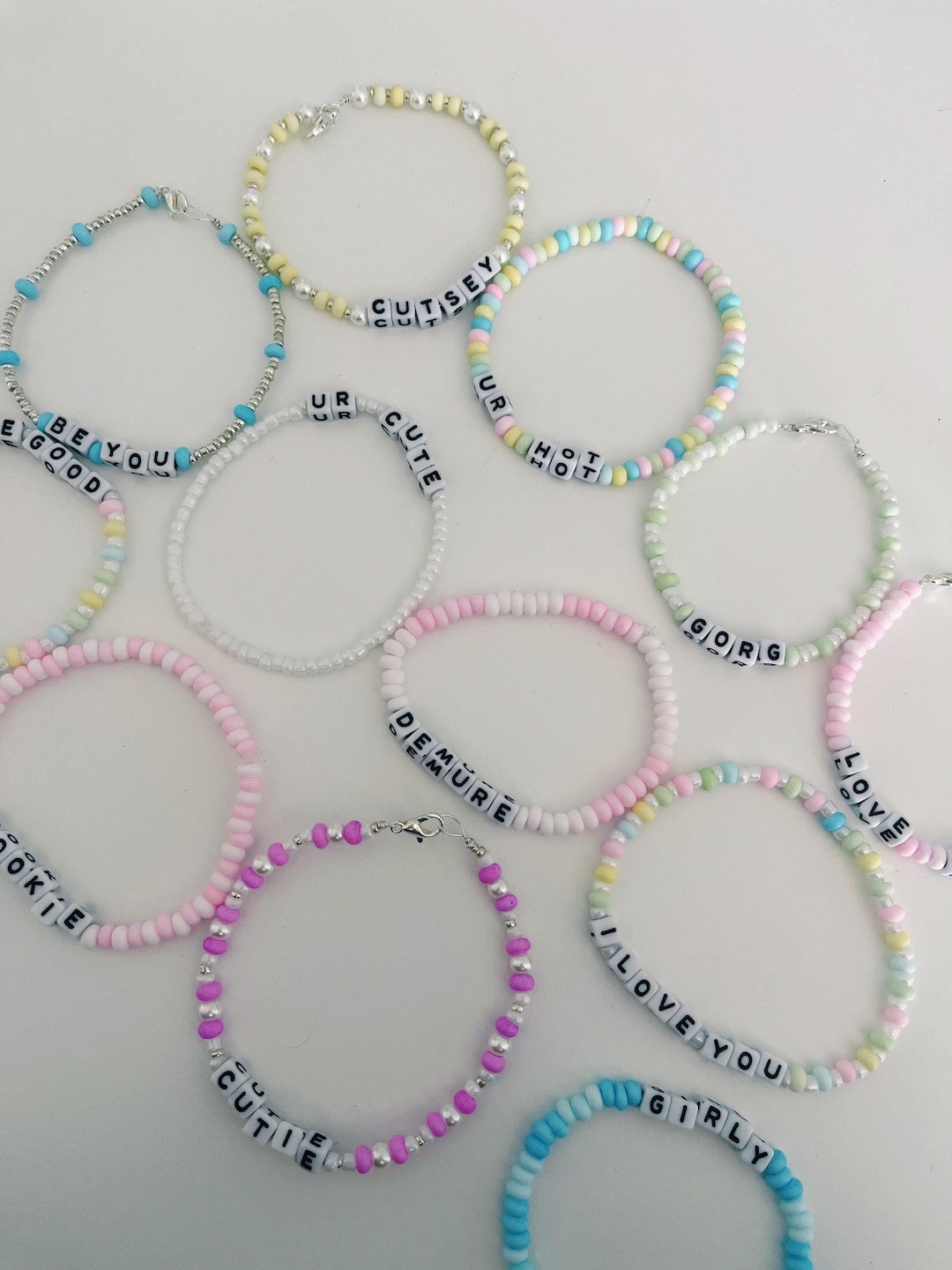 Custom Friendship Bracelet Name Bracelet Stacking Bracelet Word Beaded ...