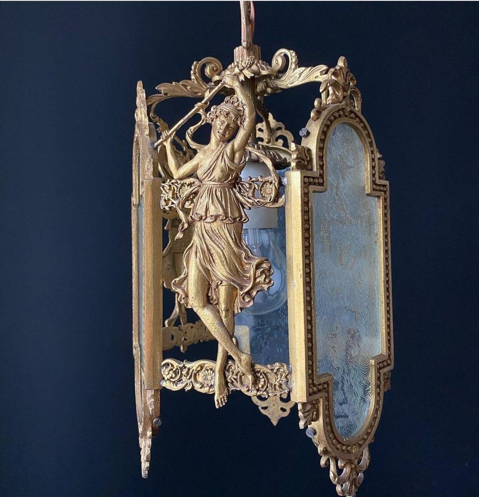 FREE SHIPPING Trio of Italian Lanterns in Gilt Brass and Glass - Etsy
