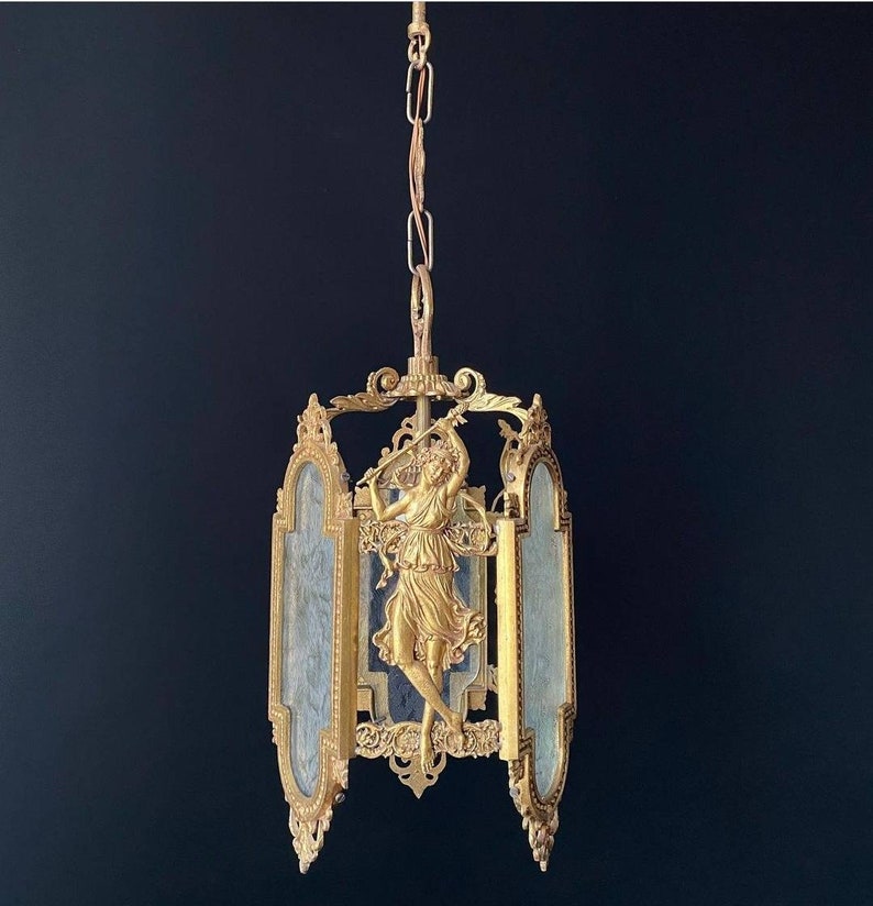 FREE SHIPPING Trio of Italian Lanterns in Gilt Brass and Glass - Etsy