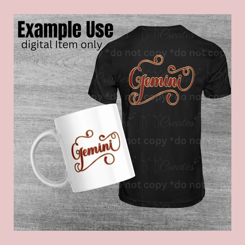 Gemini Script 2 Sides 1 Queen Sublimation Png Svg | Red Gold Zodiac ...