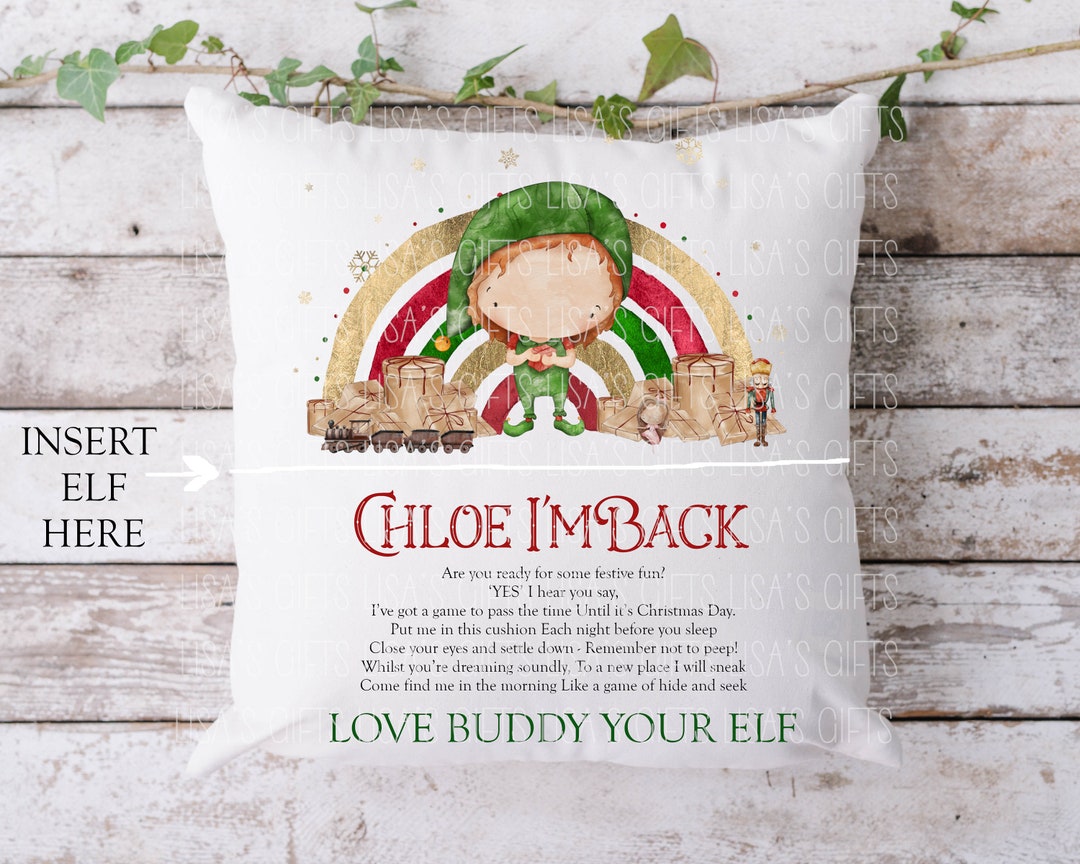 Personalised Elf Pocket Cushion: Christmas Eve Gift - Etsy UK
