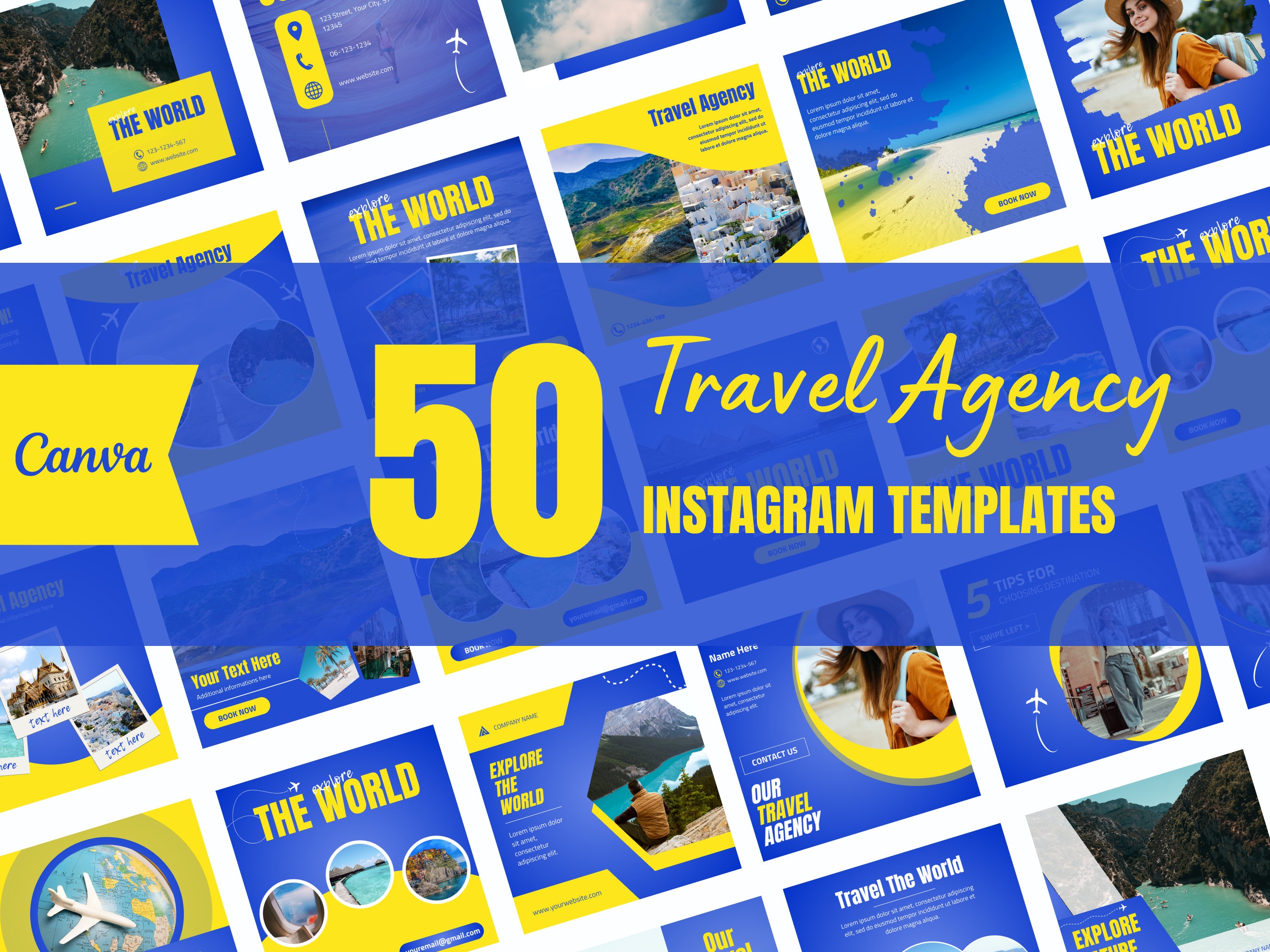 50 Travel Agency Instagram Canva Templates, Travel Templates, Business ...