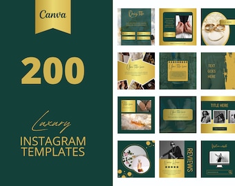 200 Green Luxury Instagram Canva Templates: Social Media Posts - Etsy