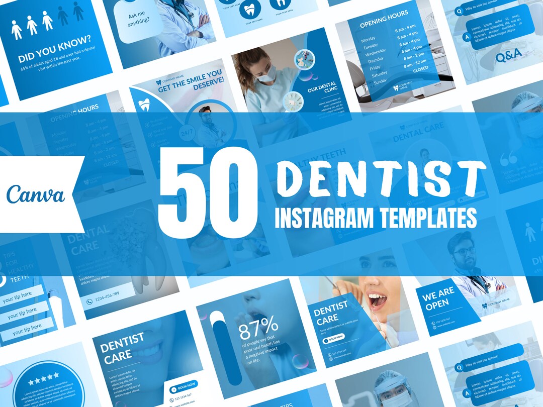50 Dentist Instagram Canva Templates: Dental Clinic Social Media ...