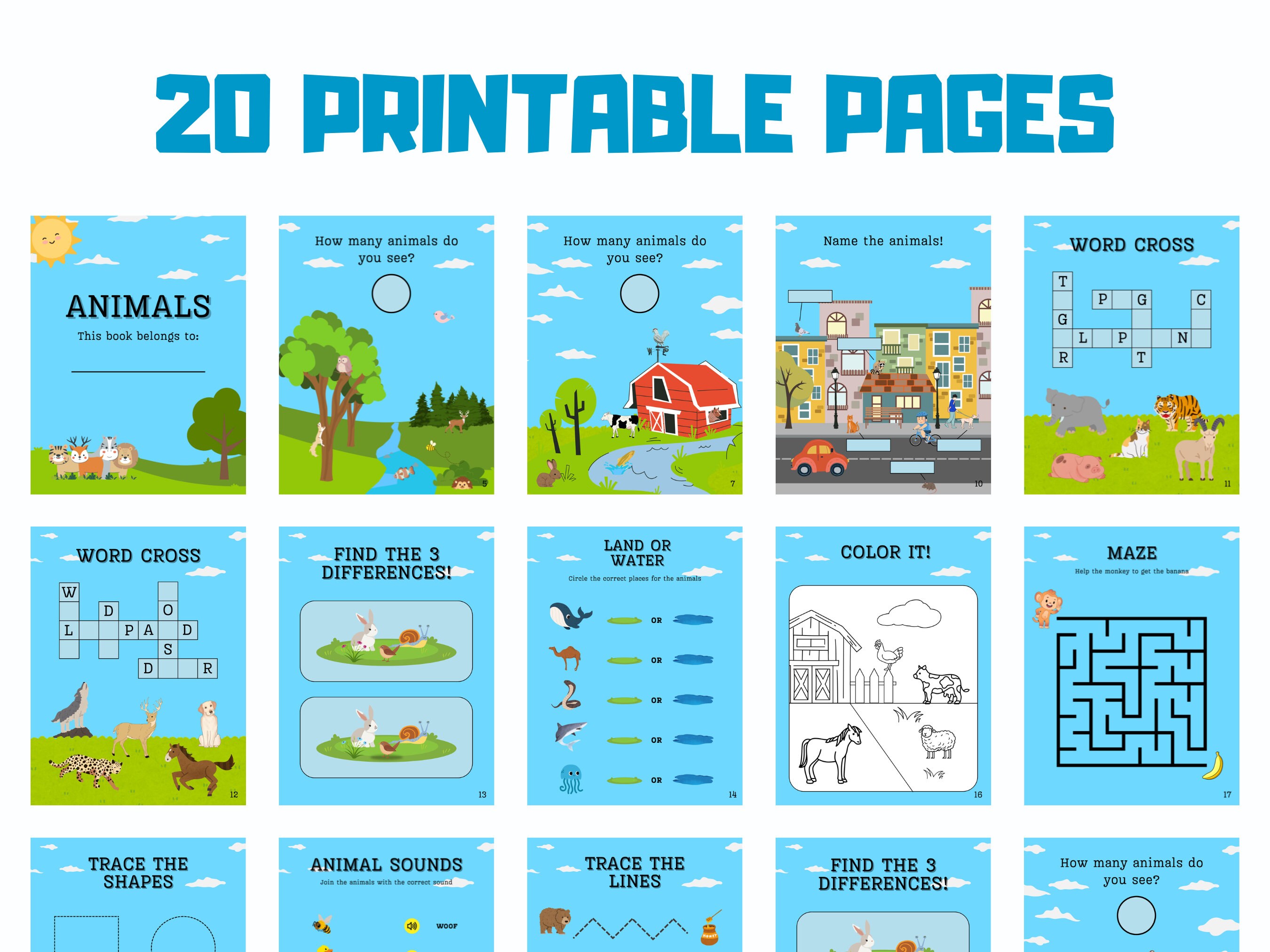 Printable Animals Busy Book, Toddler Busy Book, Canva Template, Instand ...