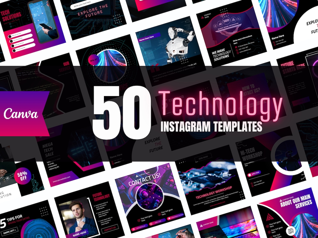 50 Technology Instagram Post Templates: Editable Canva Designs - Etsy