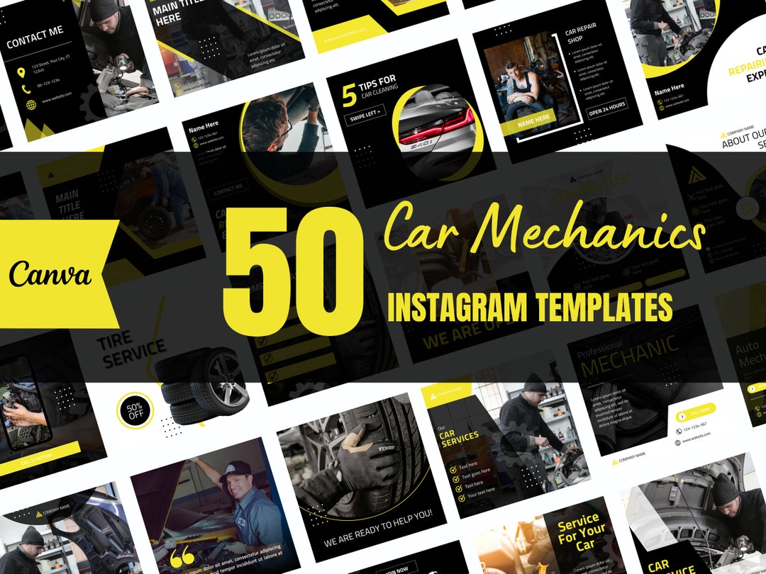 50 Car Mechanics Instagram Canva Templates: Business Posts (digital ...