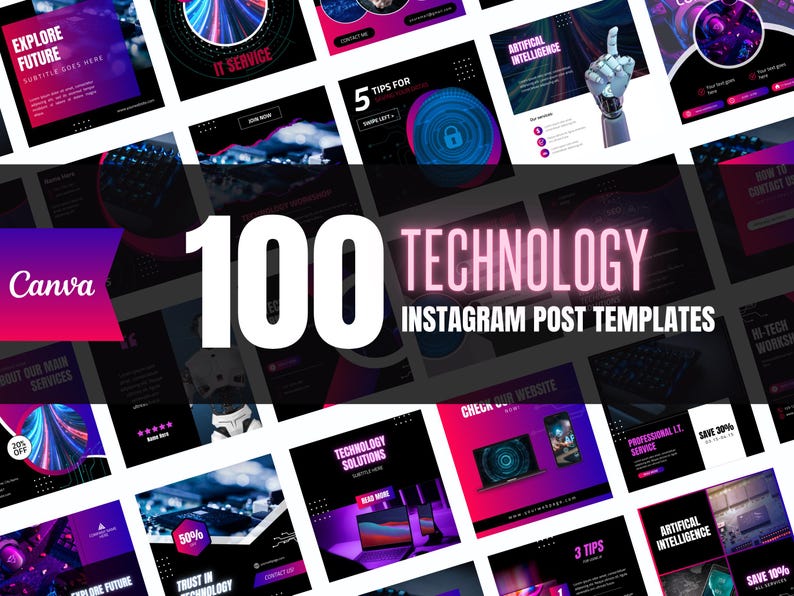 100 Technology Instagram Canva Templates, Tech Post, Ai Post, Business ...
