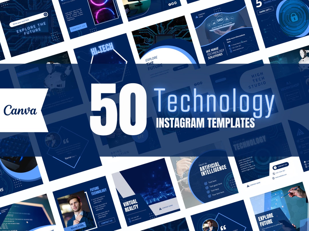 50 Technology Instagram Post Templates for Canva - Etsy