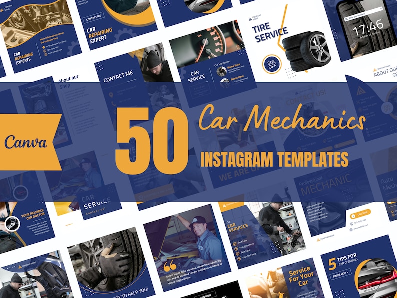 50 Car Mechanics Instagram Canva Templates, Car Templates, Business ...