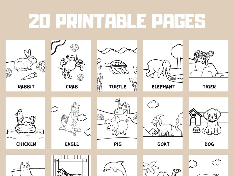 20 Animals Coloring Pages for Kids, Coloring Pages, Kids Coloring ...