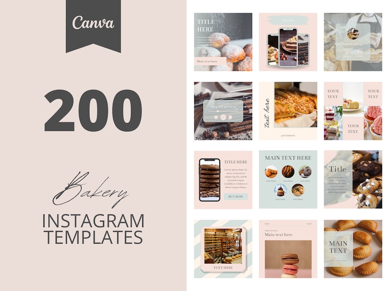 200 Bakery Instagram Canva Templates, Cake and Sweet Shop Templates ...