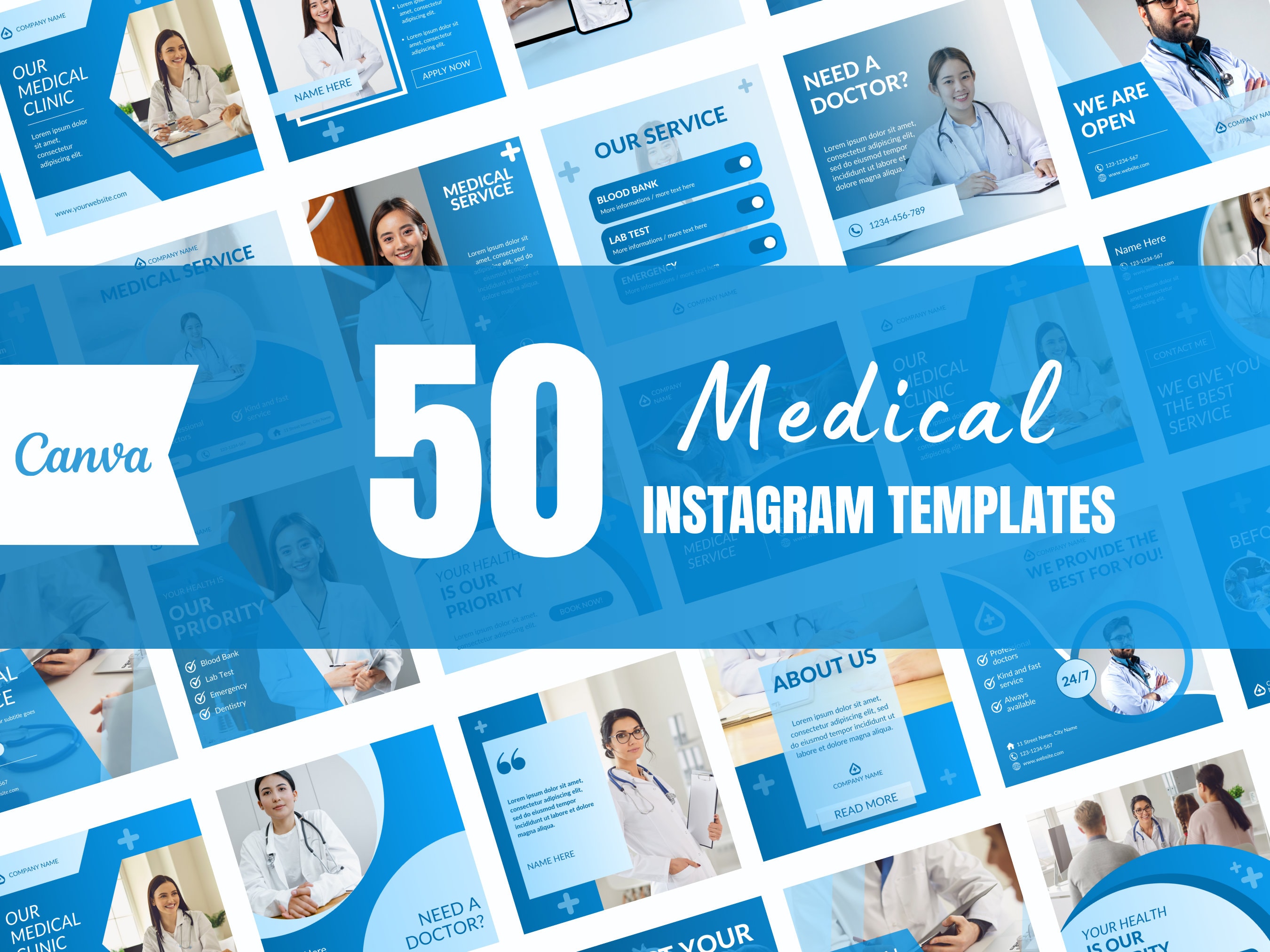 50 Medical Instagram Canva Templates: Healthcare Clinic Posts - Etsy