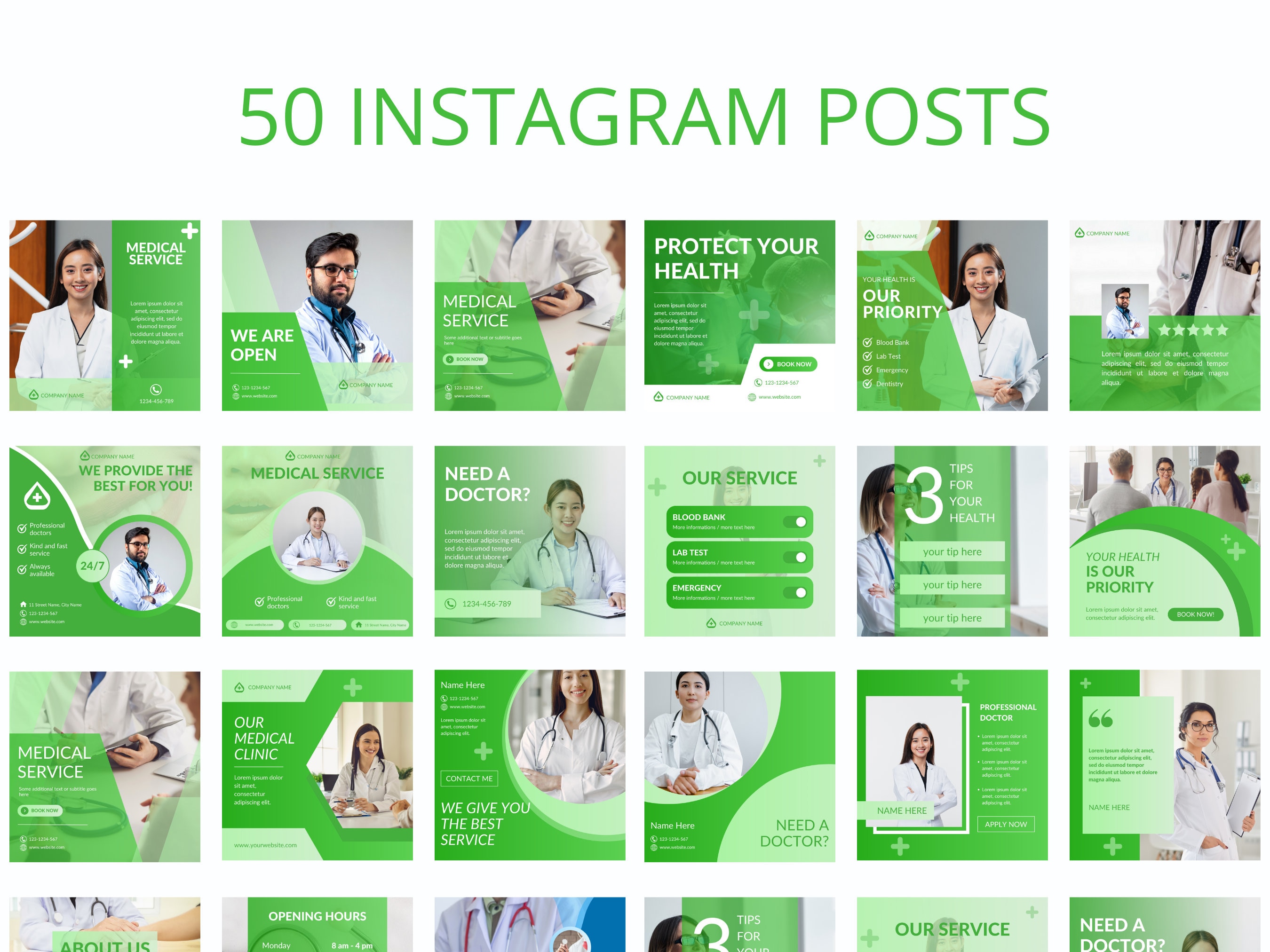 50 Medical Instagram Canva Templates: Doctor Business Posts - Etsy