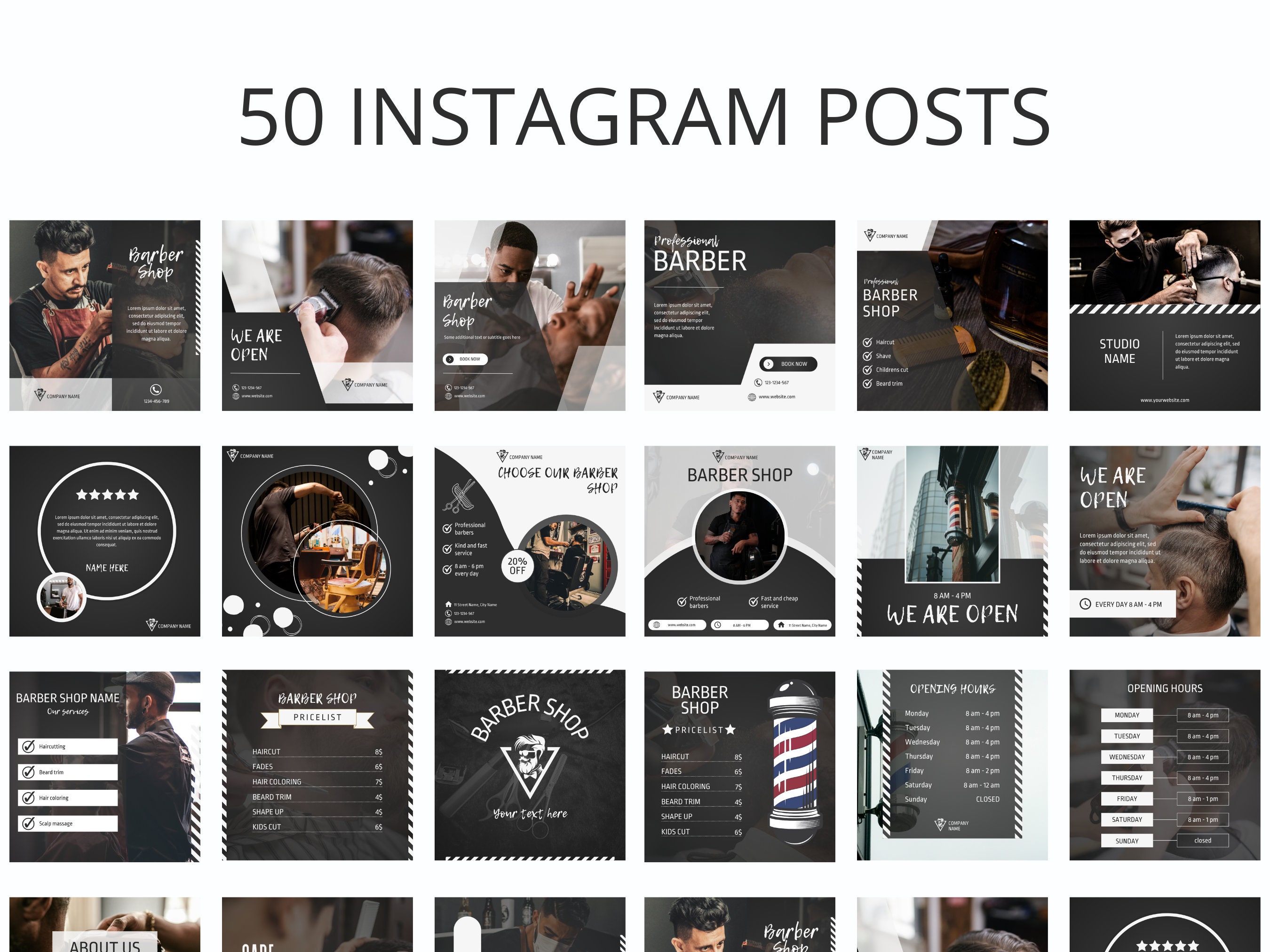 50 Barber Shop Instagram Canva Templates (PDF Guide) - Etsy