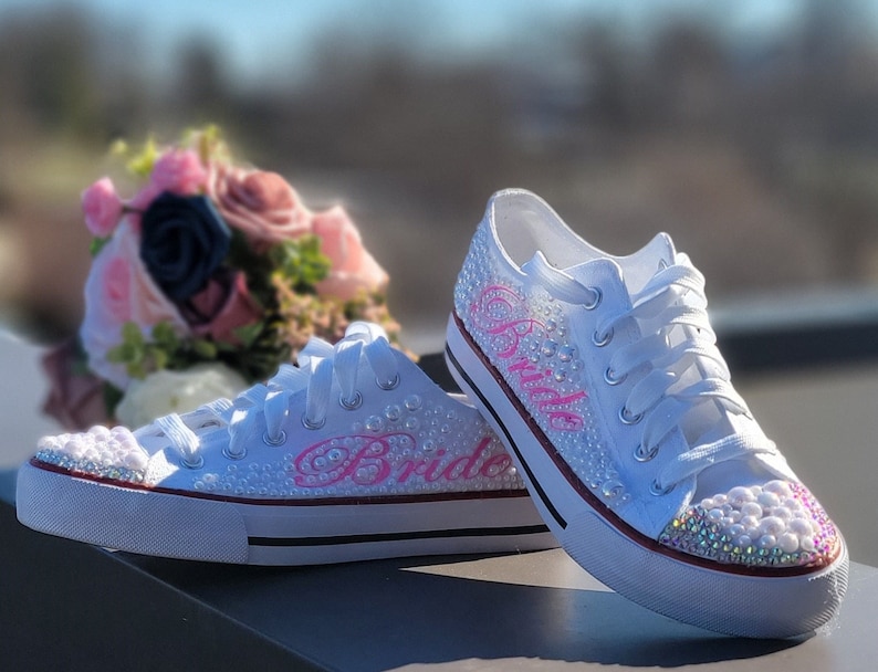 Rhinestone Bridal Sneaker Bride Shoe Party Shoe Wedding - Etsy