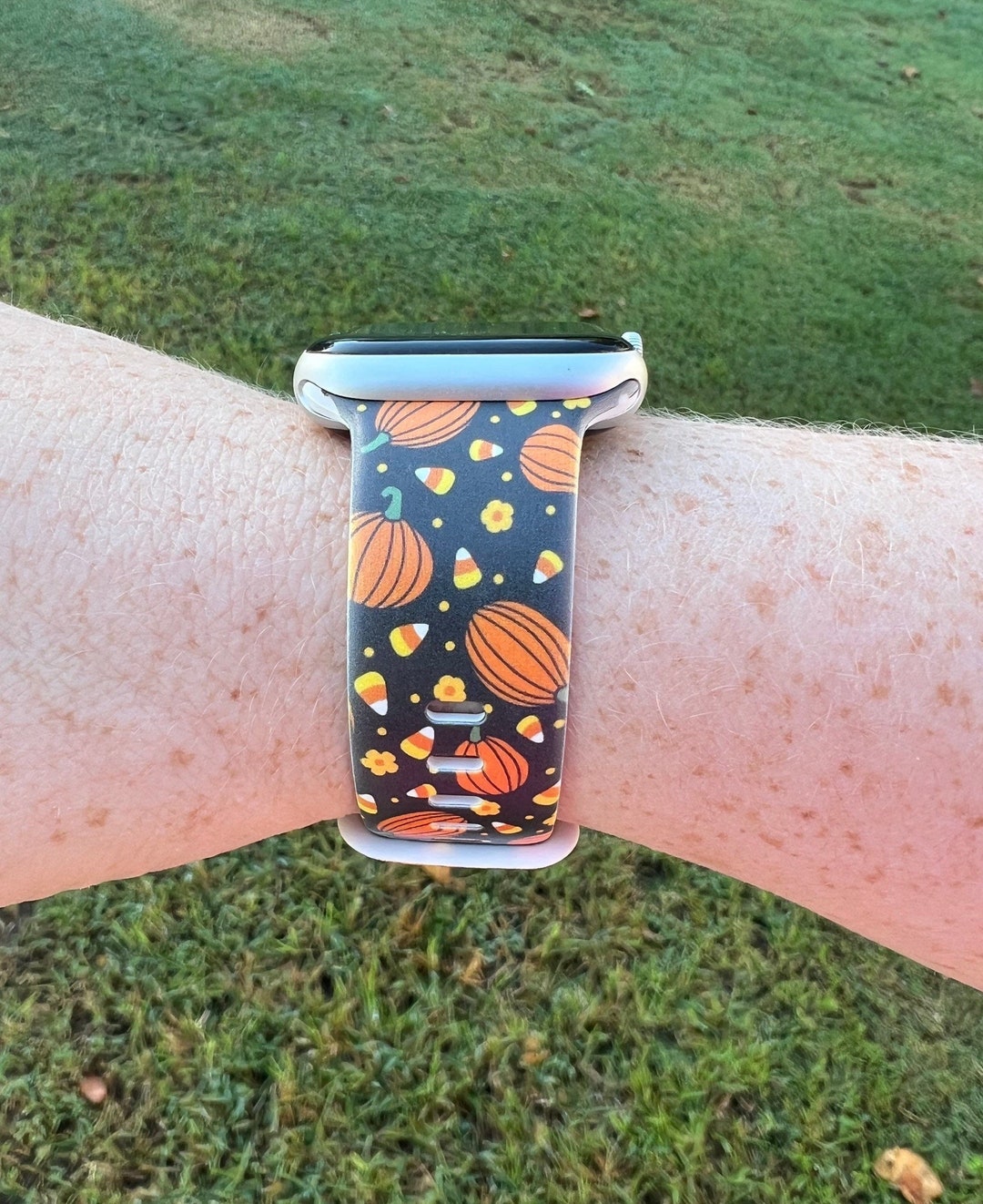 Pumpkin and Candy Corn Watch Band Compatible With Apple Watch Samsung ...