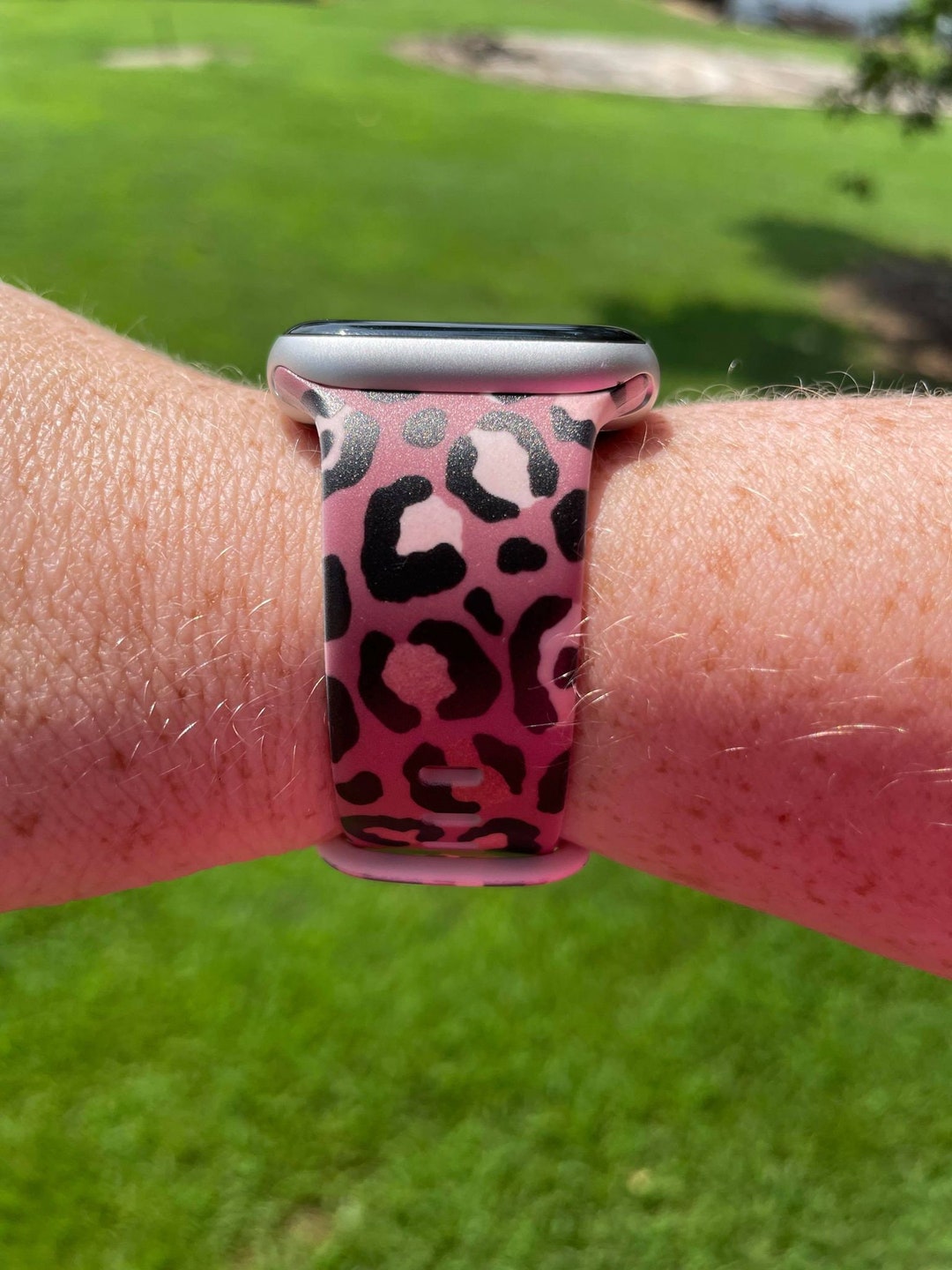 Dark Pink Leopard Watch Band Compatible With Apple Watch Samsung Garmin ...