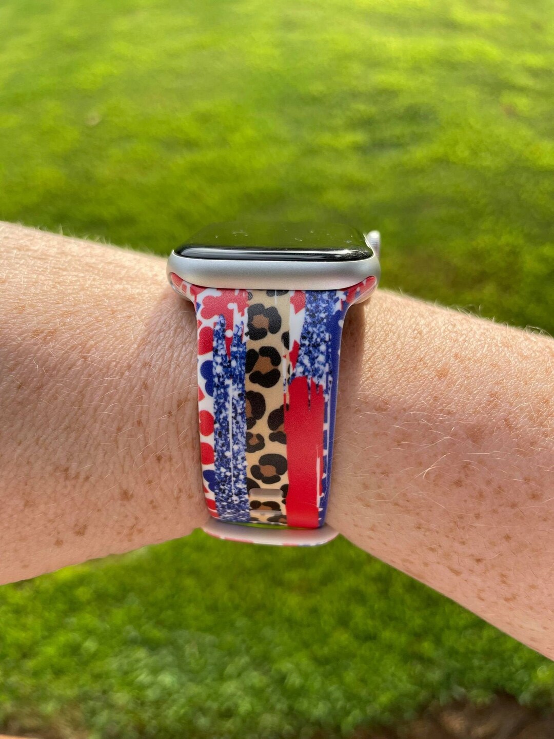Patriotic Leopard Watch Band Compatible With Apple Watch Samsung Garmin ...