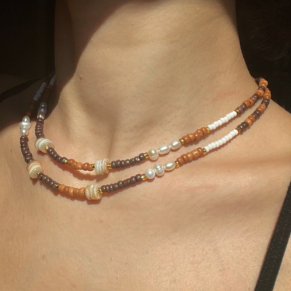 Brown Bead Necklace - Etsy