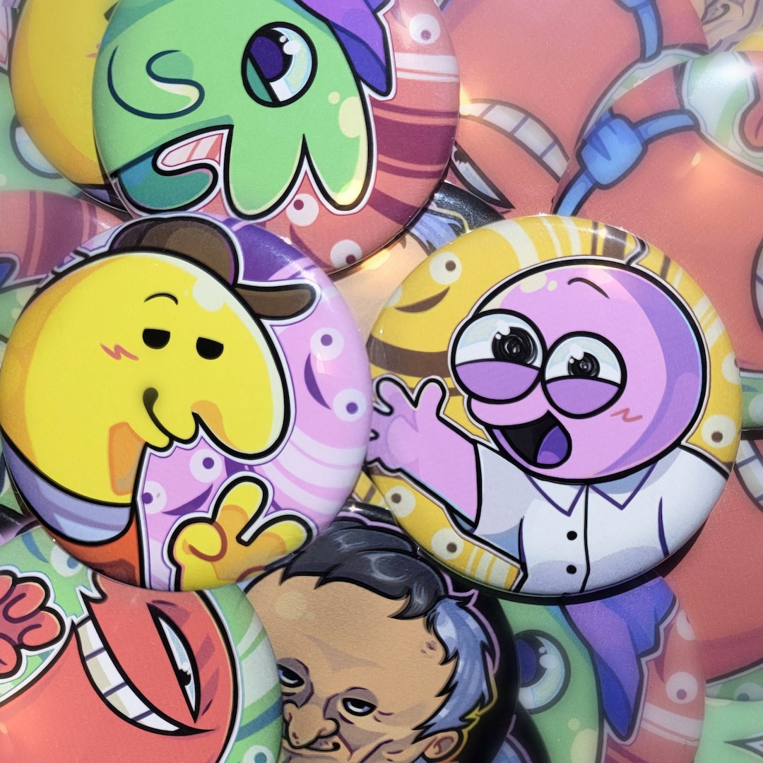 Smiling Friends Buttons/pin Set (LARGE 2.25 IN) (pim, Charlie, Allan ...