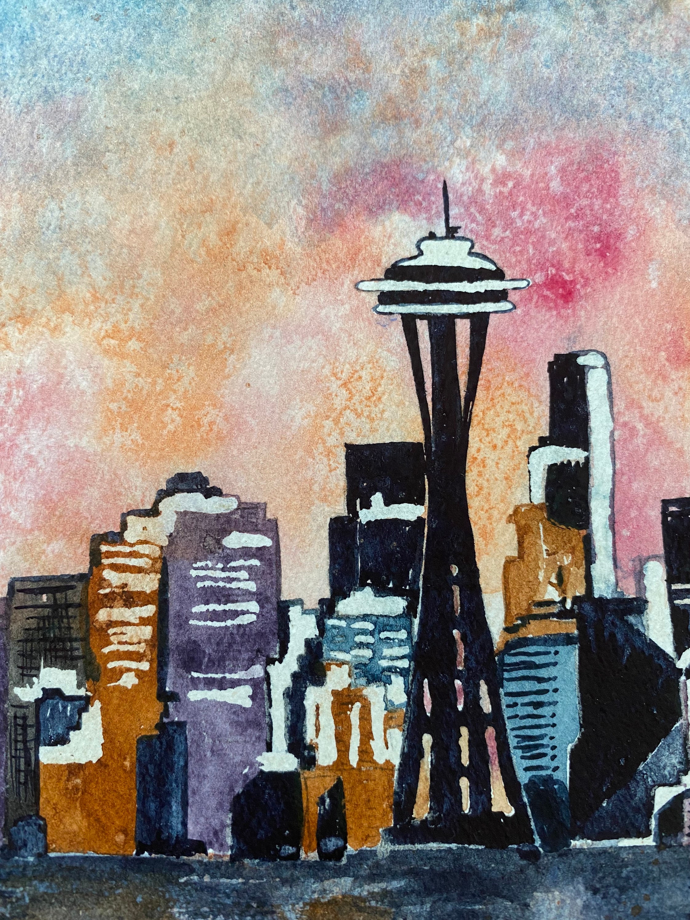 SEATTLE SKYLINE Seattle Washington Original Watercolor - Etsy UK