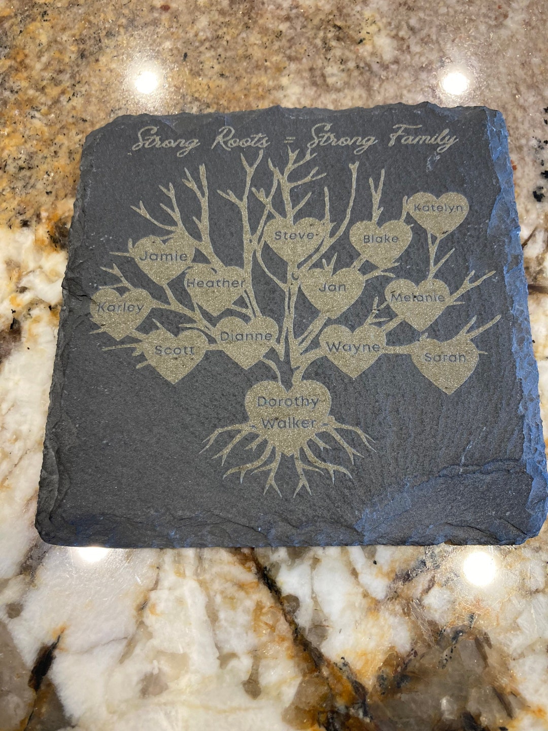 Custom Family Tree Slate Coaster Set - Etsy
