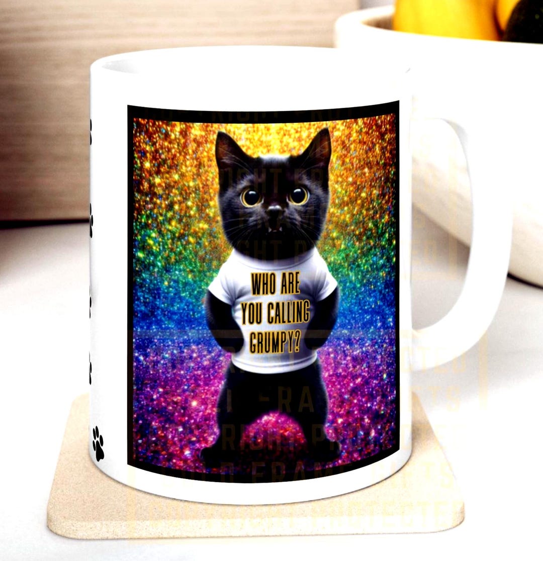 Funny Black Cat Mug, Grumpy Cat Coffee Ceramic Mug, Angry Cat Coffee ...