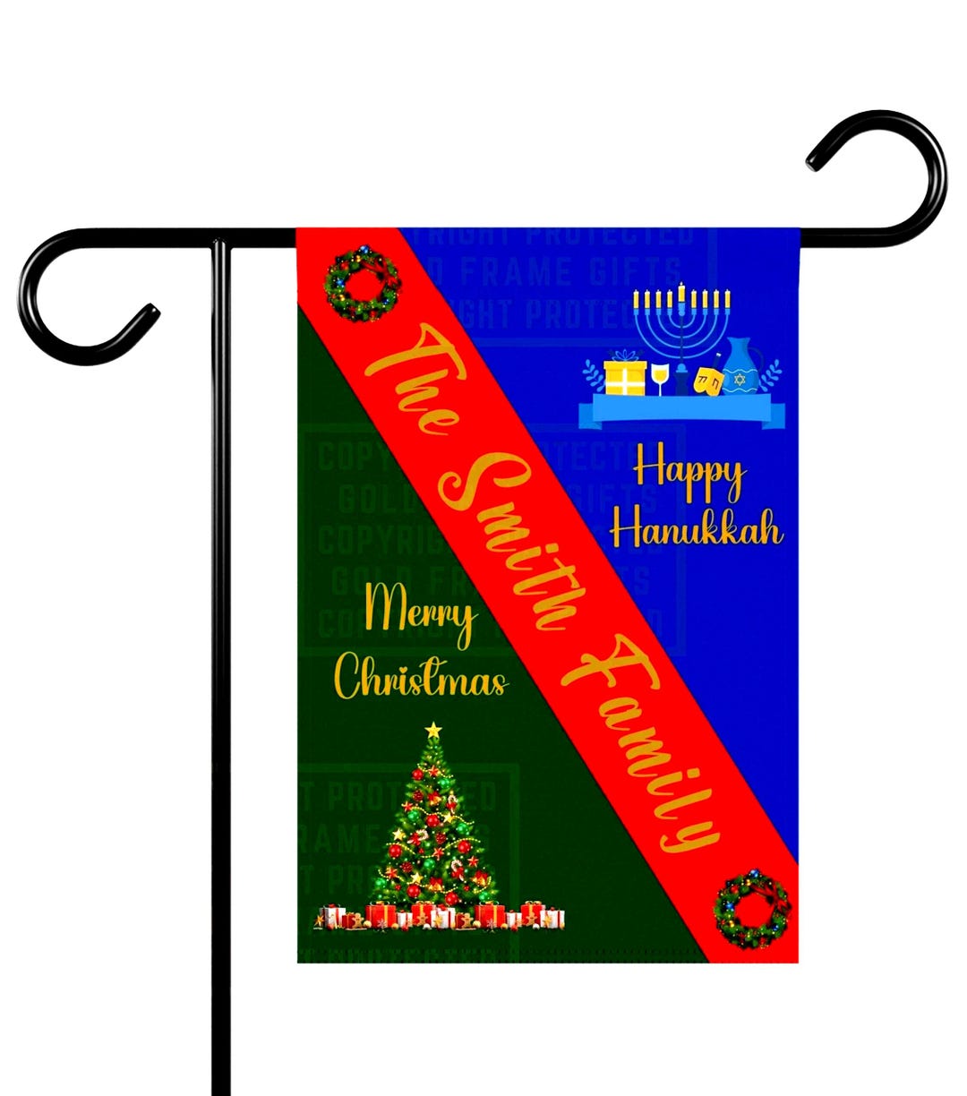 Divided Holiday Flag, House Divided Christmas Hanukkah Family Gift ...