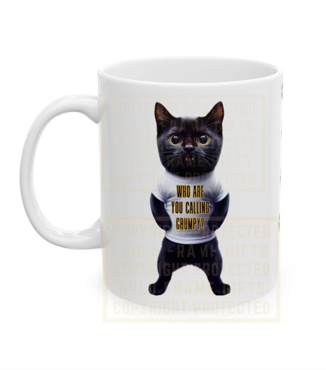 Grumpy Black Cat Mug, Funny Cat Coffee Ceramic Mug, Angry Cat Coffee ...
