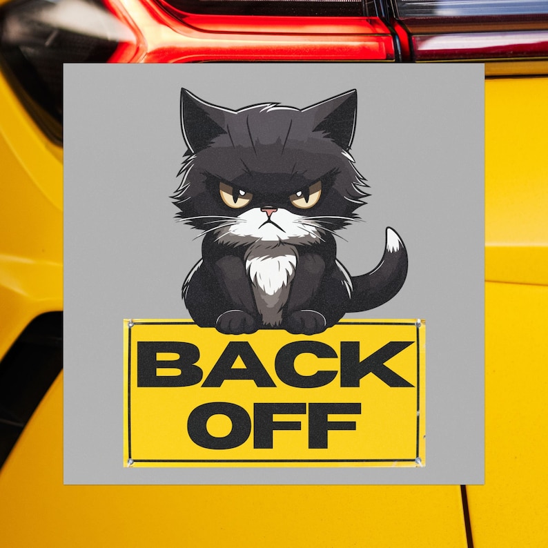 Funny Cat Magnets, Angry Cat Back off Sign, Car, Bumper, Refrigerator ...