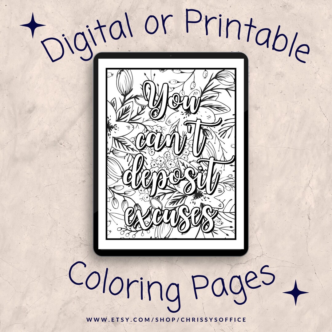 Digital or Printable Motivational Coloring Pages - Etsy