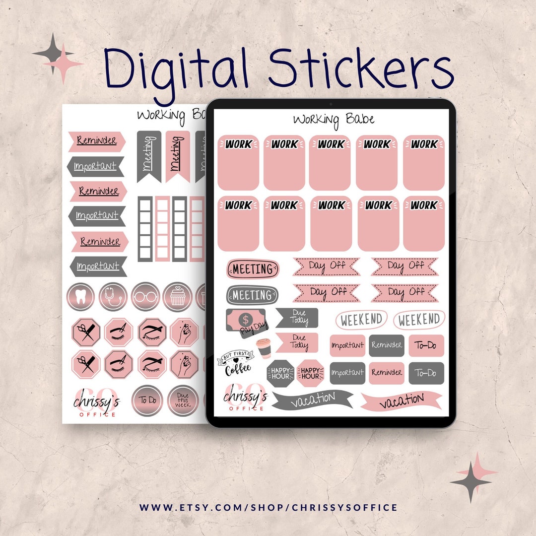 Digital Working Babe Bundle || Daily Stickers| Work Day Stickers| Self ...