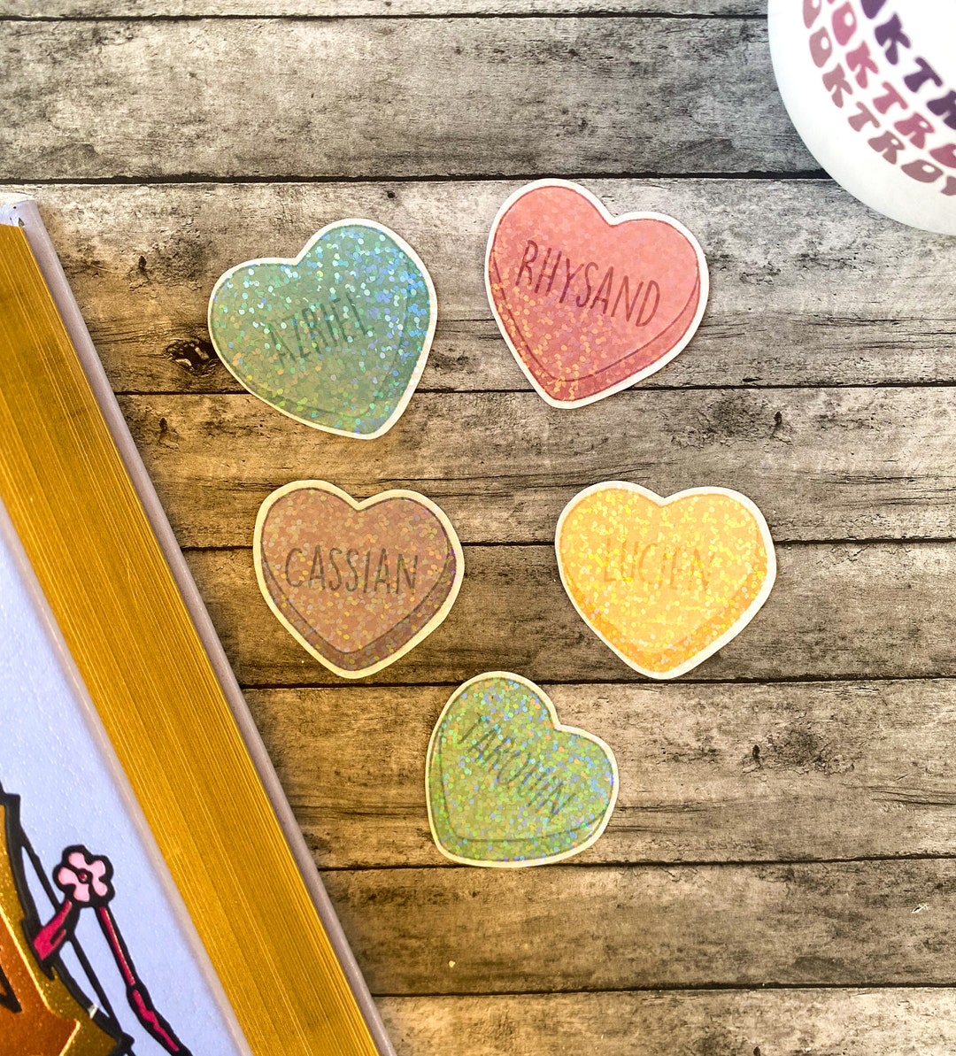 Single Sticker| Holographic Candy Hearts| Book Boyfriends | Valentine ...