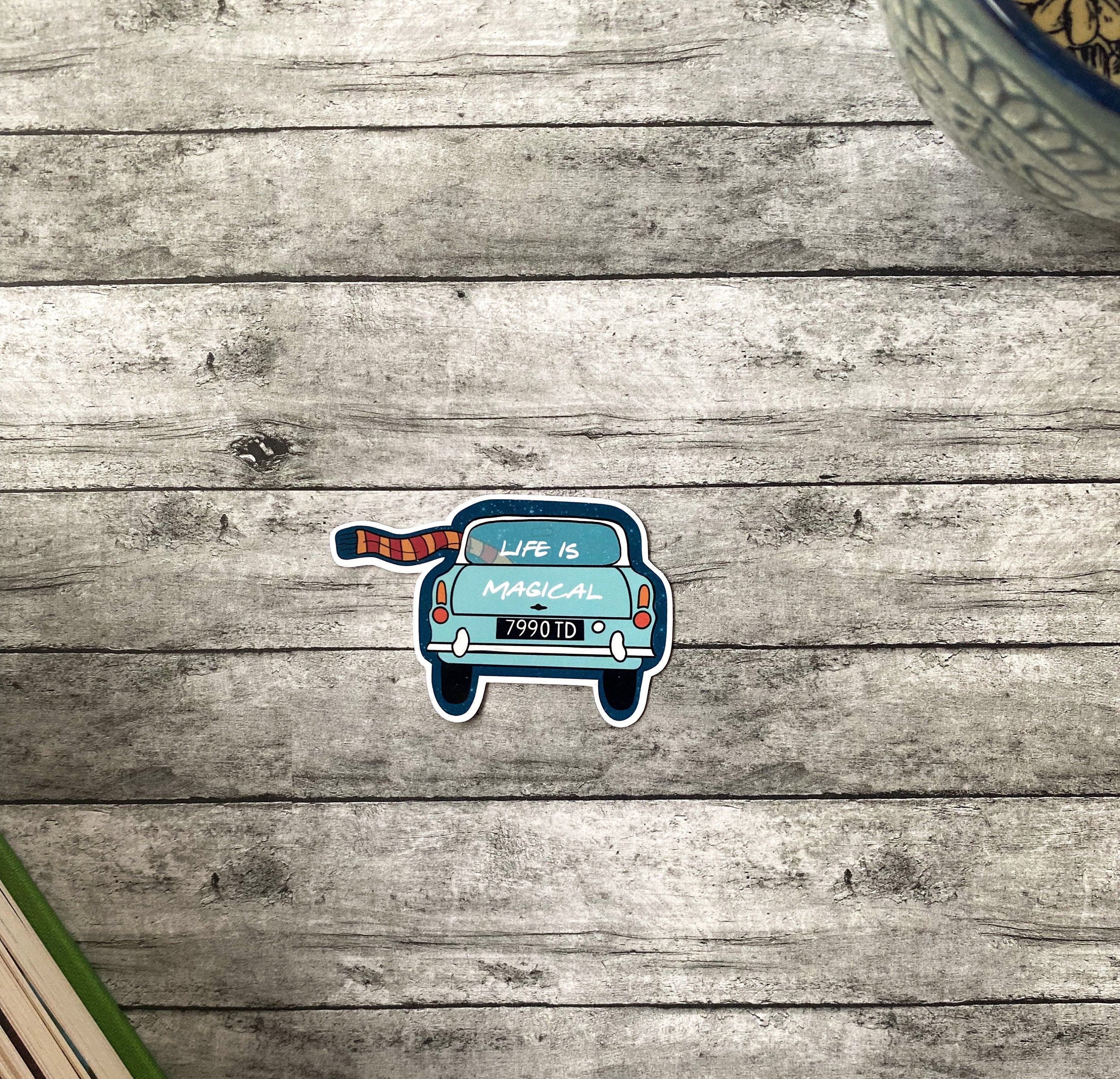 Magical Flying Car Sticker, Wizard Sticker, Kindle Sticker, Bookcart ...