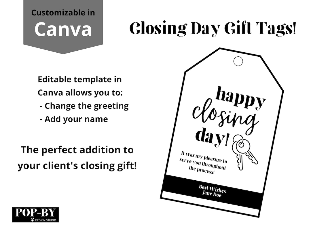 Editable Closing Day Gift Tag Gift Tag for Real Estate - Etsy